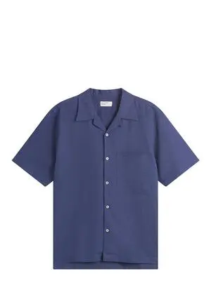 Universal Works Linen Cotton Camp Shirt - Blue