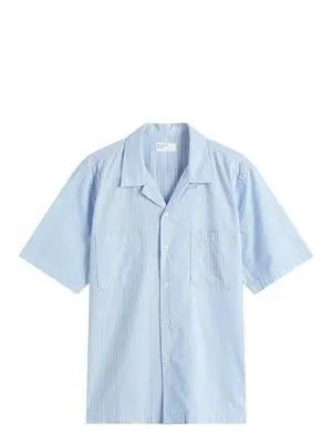 Universal Works Vila Stripes Sal Road Shirt - Blue