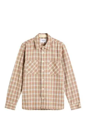 WAX LONDON Whiting Ladder Check Weave Overshirt - Tan/multi