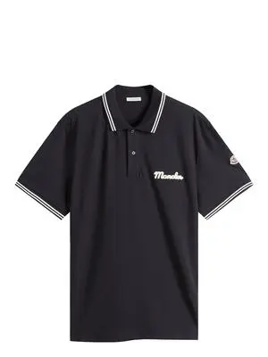 Moncler Short Sleeve Logo Polo - Navy