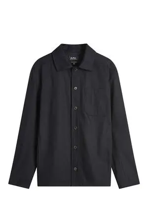 A.p.c. Jeffray Wool Gabardine Shirt Jacket - Marine