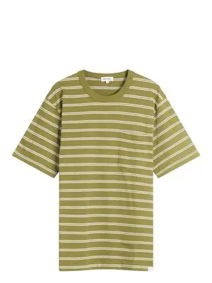 Norse Projects Holger Sailor Stripe Pocket T-shirt - Moss Green