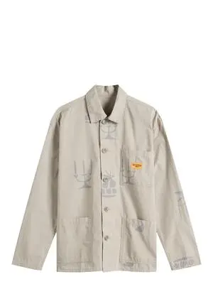 SERVICE WORKS Poplin Printed Chore Shirt - Stone