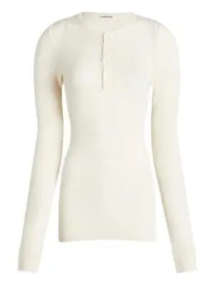 Auralee Organic Soft Rib Pullover - Ivory