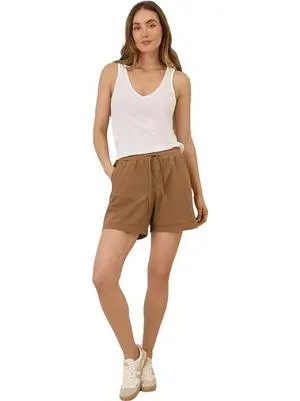 PACT Organic Cotton Monterey Poplin Short - Brown Sugar