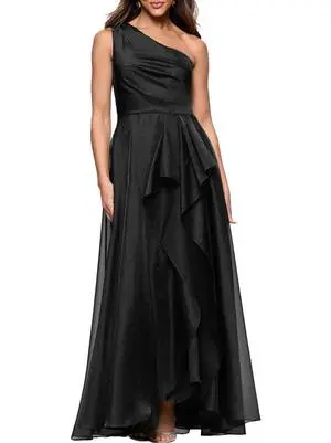 XSCAPE EVENINGS One-shoulder Organza Gown - Black