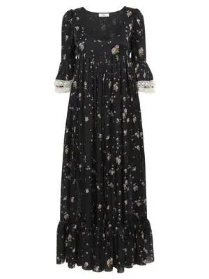 Chloé Scoop-neck Printed Midi Dress - Black