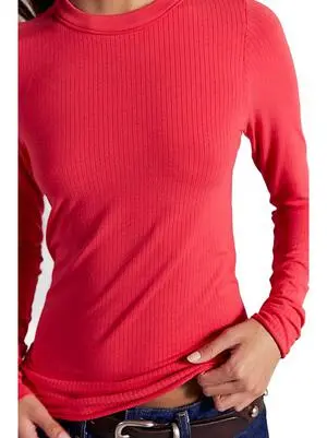 Free People So Soft Seamless Modal Long Sleeve Atlas Red