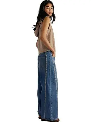 Free People We The Free On The Edge Selvedge Wide-leg Jeans - Tipping Point