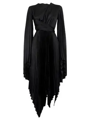 A.W.A.K.E. Mode Pleated Wrap Dress - Black