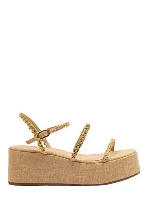 Larroude Gio Milanina Flatform Sandal Beige