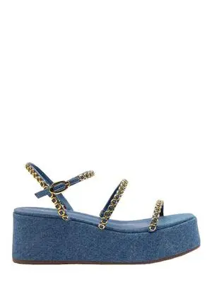 Larroude Gio Milanina Flatform Sandal - Blue