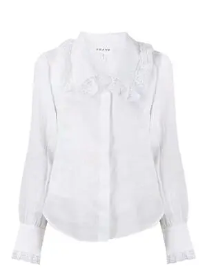 FRAME Lace-detailed Concealed Shirt - White