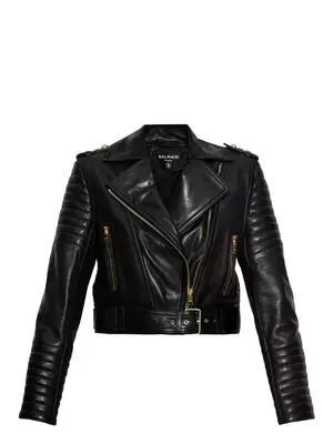 Balmain Leather Biker Jacket - Black