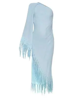 Cult Gaia Fringe Detailed One-shoulder Dress - Blue