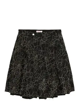 MASU Flocky-web Pleated Shorts - Black