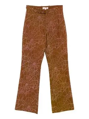 MASU Flocky Web Flare Trousers - Brown