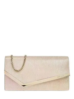 JIMMY CHOO Metallic-leather Clutch With Chain Strap - Neutrals