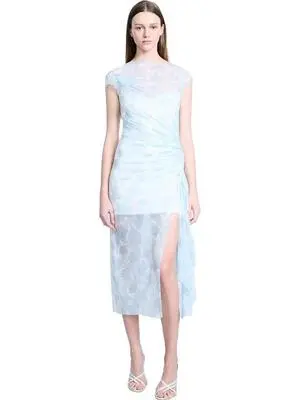 Bcbgmaxazria Mesh Sequin Midi Dress - Sky Floral Print