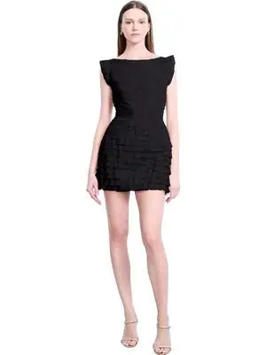 Bcbgmaxazria Tulle Tiered Mini Dress Black