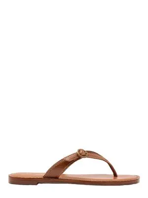 Larroude Mary Kate Flat Sandal - Caramel