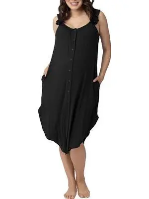 KINDRED BRAVELY Ruffle Strap Labor & Delivery Gown Black