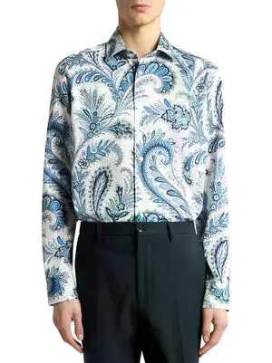 Etro Paisley-print Long-sleeve Shirt - Blue