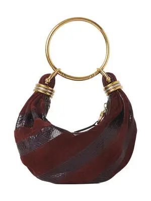 Chloé Chloé Mini Bracelet Hobo Bag In Suede Leather & Snakeskin Brown