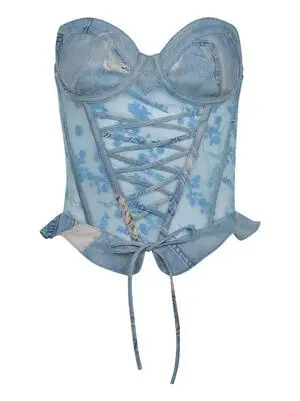 Andersson Bell Denim Print Bustier - Blue