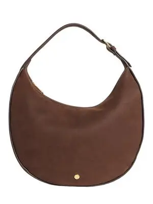 Harrods Large Suede Crescent Shoulder Bag - Brown