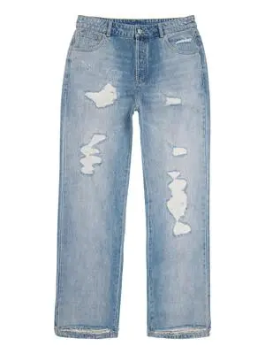 COLE BUXTON Distressed Straight-leg Jeans - Blue