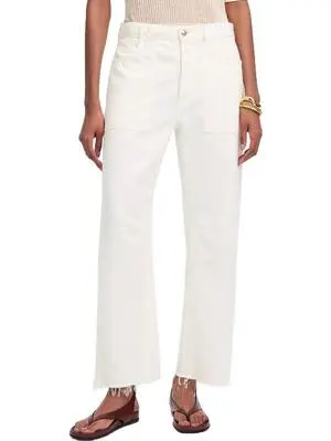 Madewell The Darted Raw Hem Barrel Leg Utility Jeans - Tile White