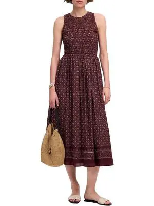 Madewell The Melody Smocked Cotton Midi Dress - Dusty Plum
