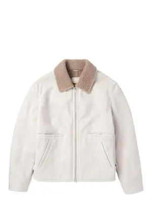 Brunello Cucinelli Slim-fit Ribbed Shearling Jacket - Neutrals