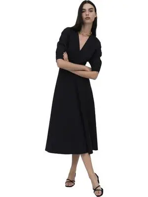 Rosetta Getty Torqued Short-sleeve A-line Dress - Black