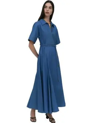 Rosetta Getty Slit-front Caftan Shirt Dress - Blue