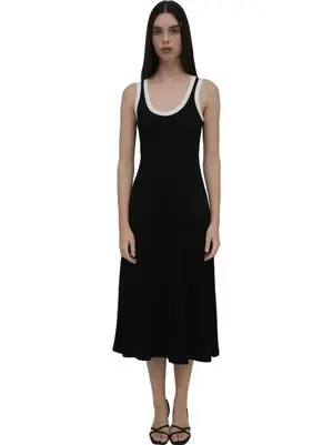 Rosetta Getty Contrast Rib Tank Dress - Black