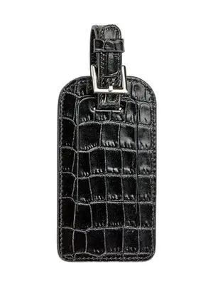 Gigi New York Embossed Croc Leather Luggage Tag - Black