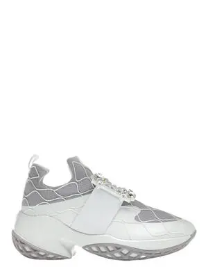 ROGER VIVIER Viv' Run Fabric Crystal Buckle Sneakers - White/purple