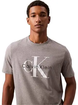 Calvin Klein Monologo Crewneck T-shirt - Medium Grey Heather