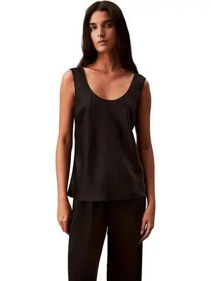 Calvin Klein Crushed Satin Tank Top Black Beauty