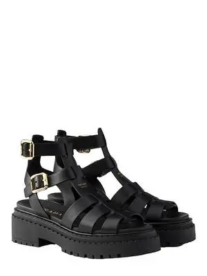 Prada Leather Strappy Sandals Black