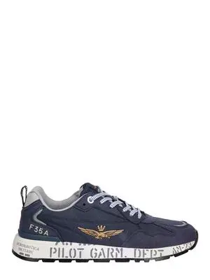 AERONAUTICA MILITARE Embroidered Logo Sneakers - Blue