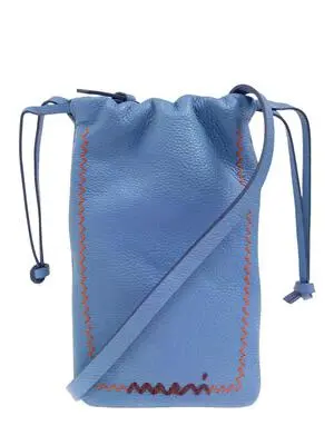 Marni Leather Drawstring Crossbody Bag - Blue