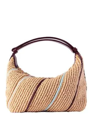 Bottega Veneta Wallace Small Striped Leather-trimmed Raffia Tote - Neutrals