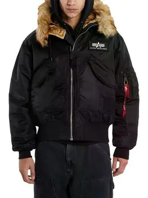 Alpha Industries Faux Fur-trim Bomber Jacket - Black
