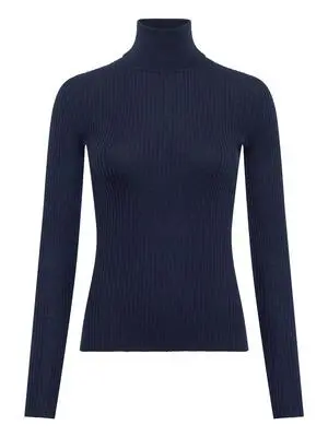 Gabriela Hearst Peppe Cashmere-silk Turtleneck Top - Navy