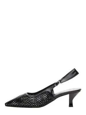 POCHE PARIS Leather Heeled Sandals - Black