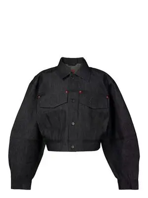WALTER VAN BEIRENDONCK Embossed Denim Cropped Jacket - Blue