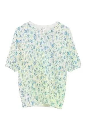 Loewe Floral-print Knitted T-shirt - White